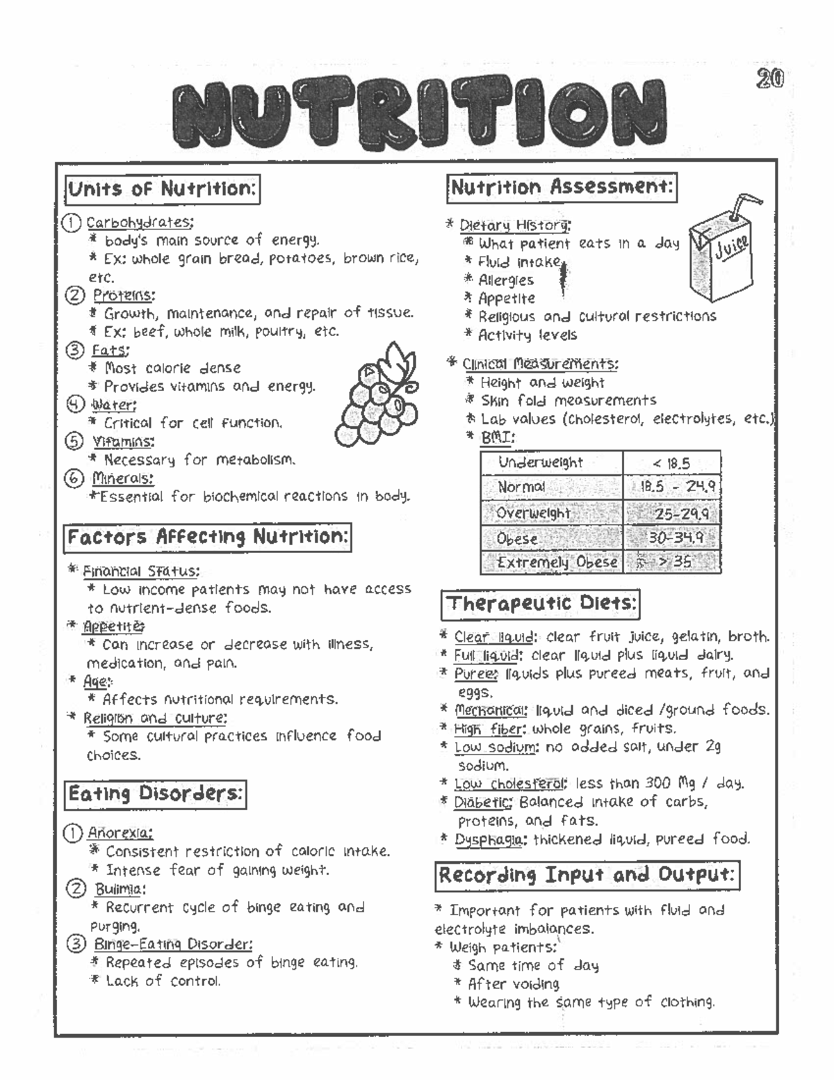 Nutrition Assessment: Key Units & Values for Patient Care - Studocu