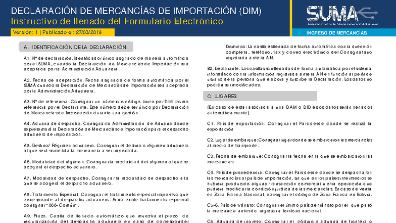 Instructivo de Llenado del Formulario DIM - Versión 1 - Studocu