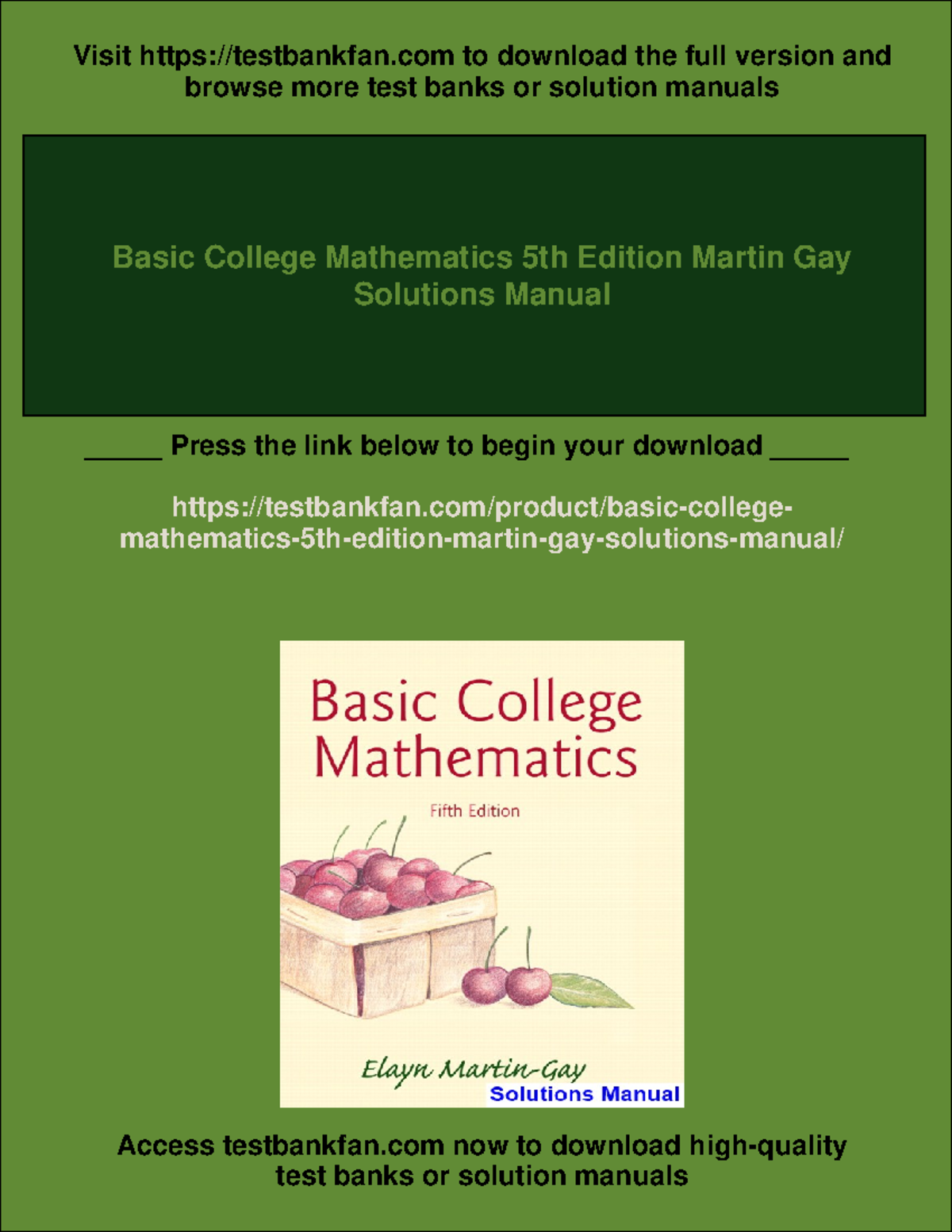 Basic College Mathematics 5th Ed. Martin Gay Solutions Manual Download ...