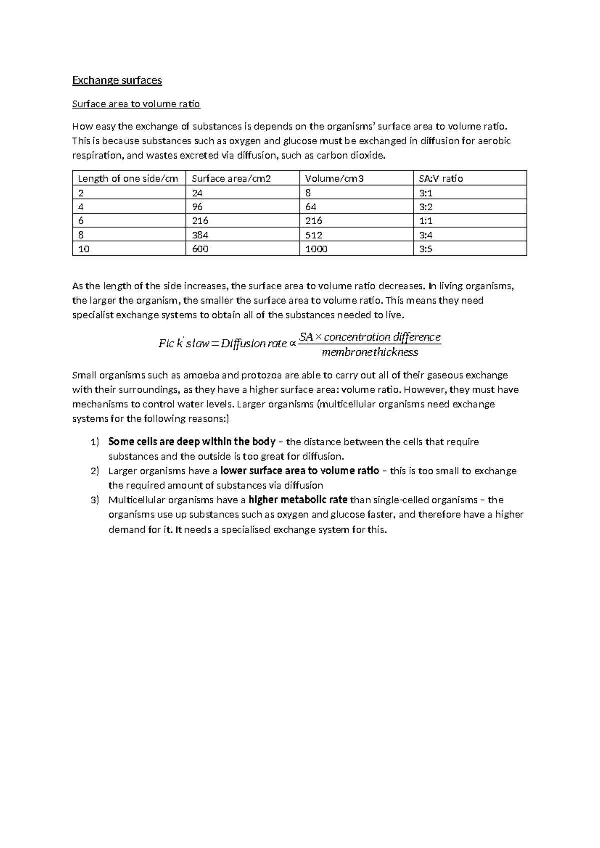 3. Exchange Surfaces - Biology A Level - AQA 2017-2019. - Exchange ...