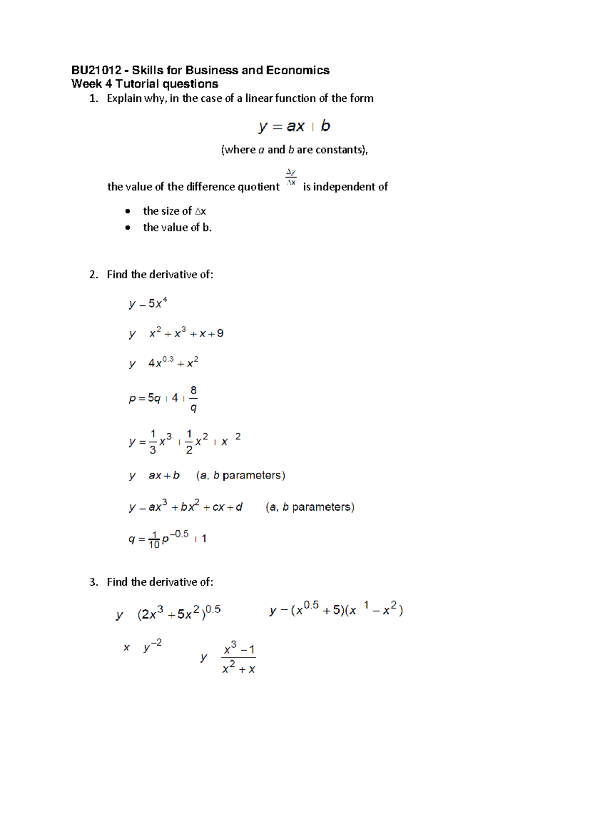 Week 4 Tutorial questions - BU21004 - BU21012 - Skills for Business and ...