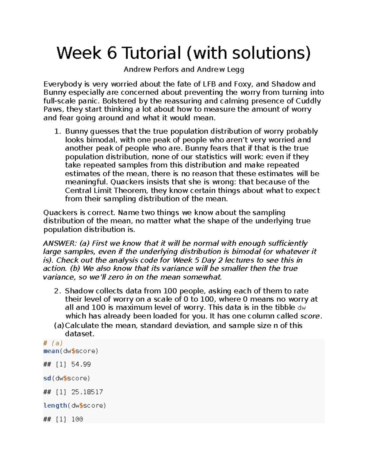 Week 6 Tutorial 4: Questions and Answers with Solutions - Studocu