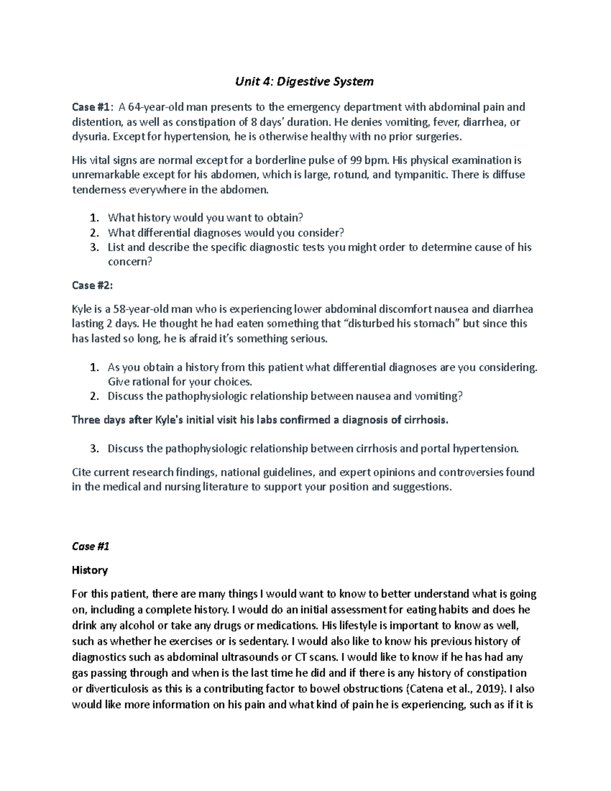 Unit 4 GI Disorders: Case Studies on Bowel Obstruction and Symptoms ...