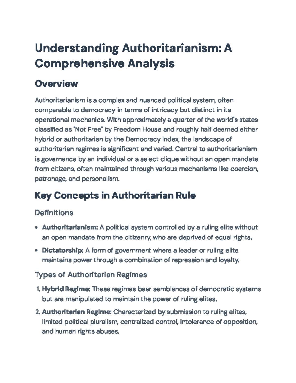 Understanding Authoritarianism: Mechanisms, Types, and Impact Analysis ...