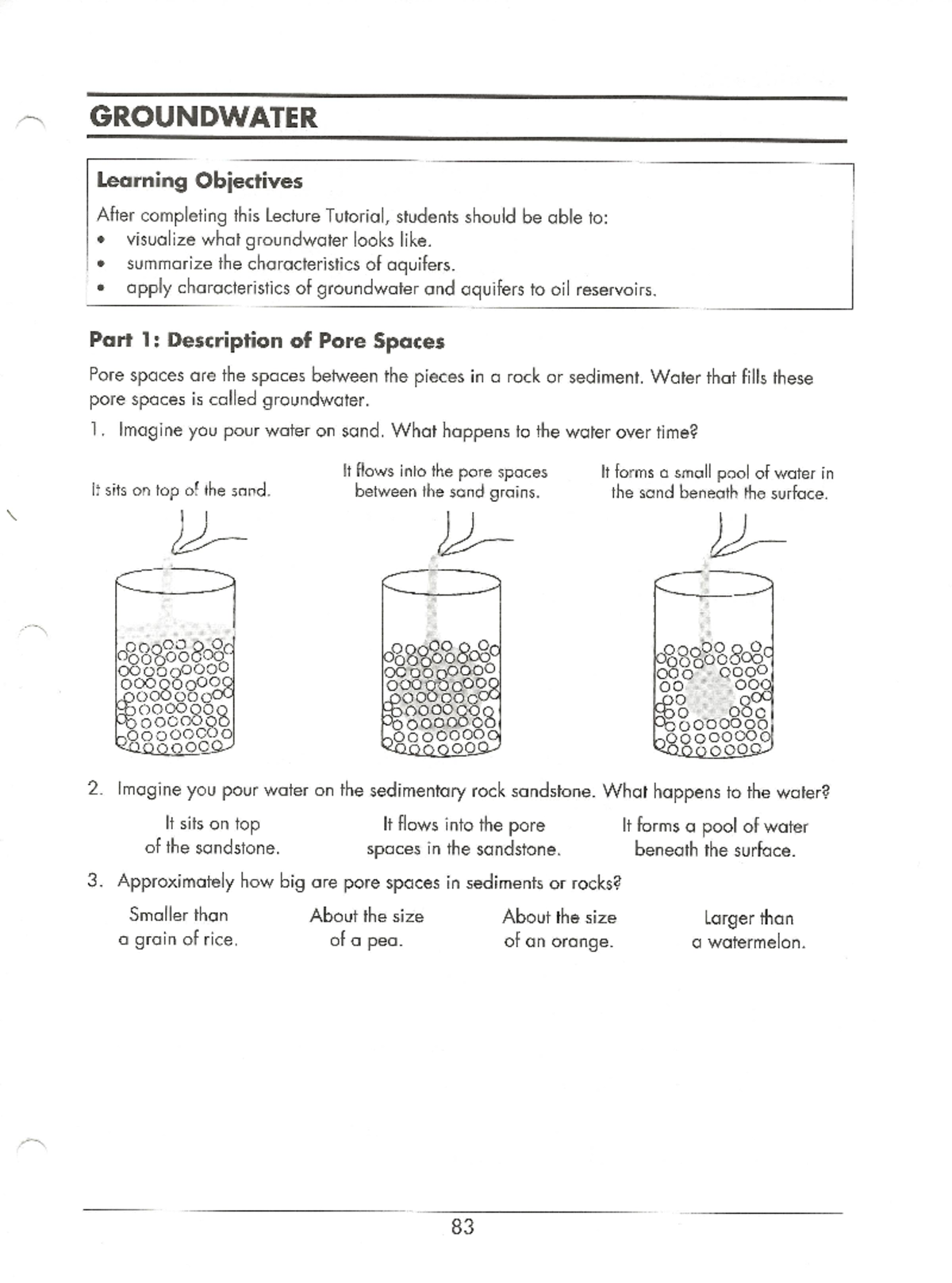 GROUNDWATER Lecture Tutorial: Understanding Aquifers and Pore Spaces ...