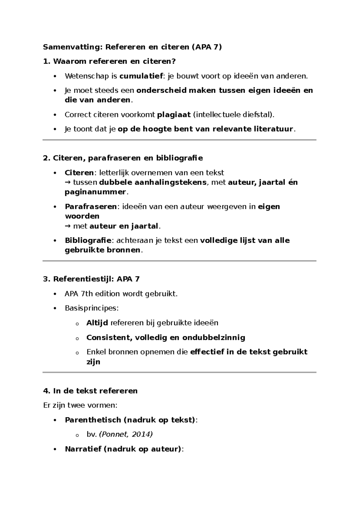 Samenvatting: Refereren en Citeren volgens APA 7 Richtlijnen - Studocu