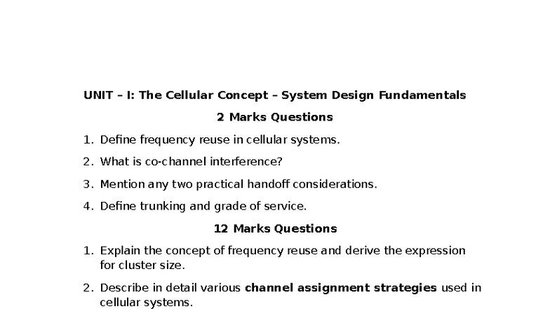 CELL 101: Important Questions on Cellular System Design Fundamentals ...