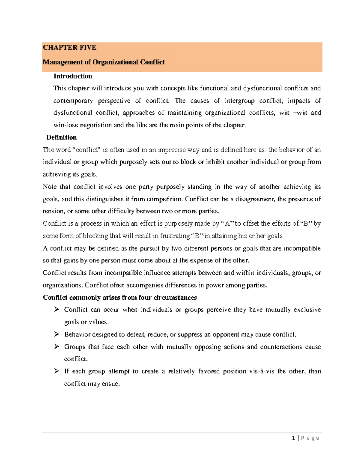 OB 5 & 6: Management of Organizational Conflict & Stress Management ...