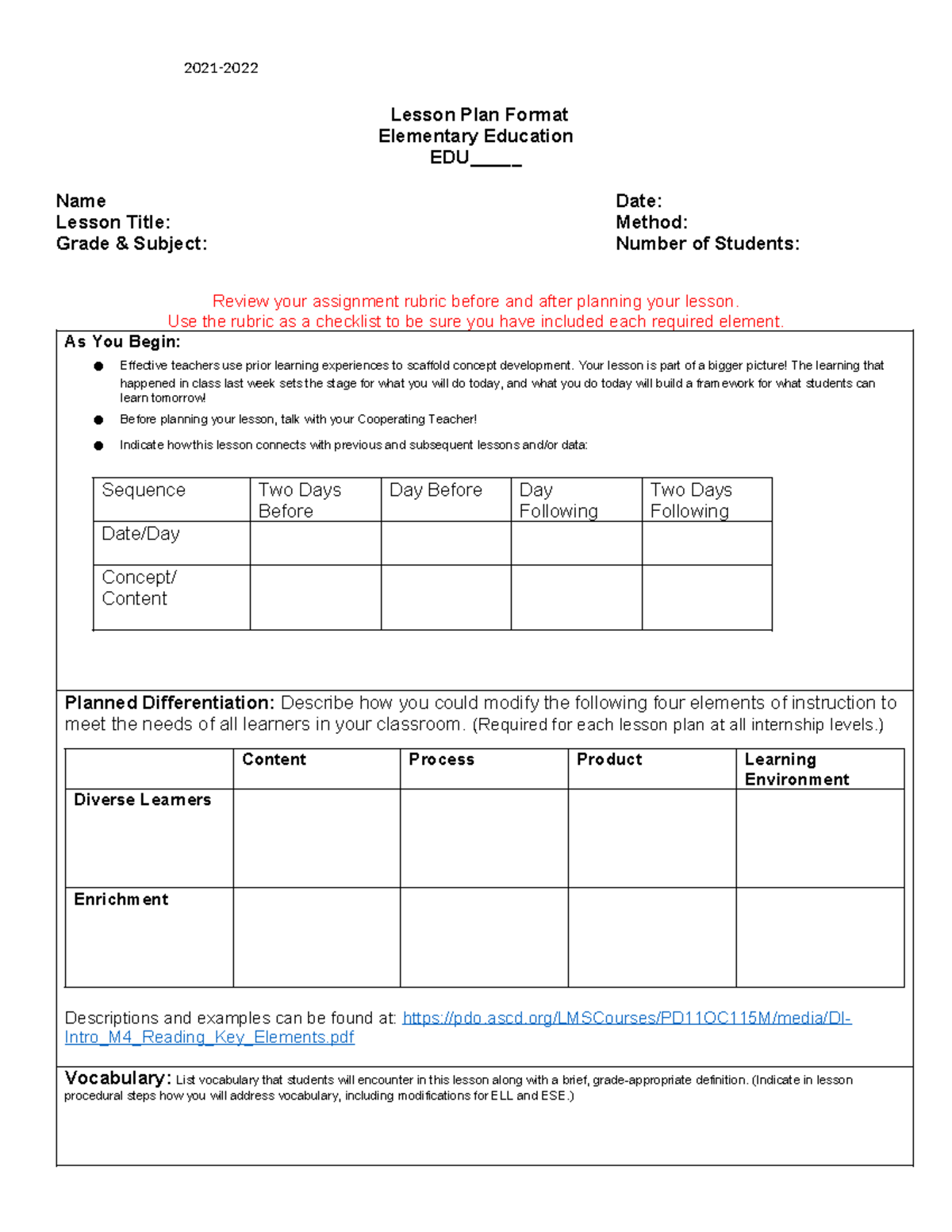 2021 EDU Lesson Plan Template for Effective Teaching Strategies - Studocu