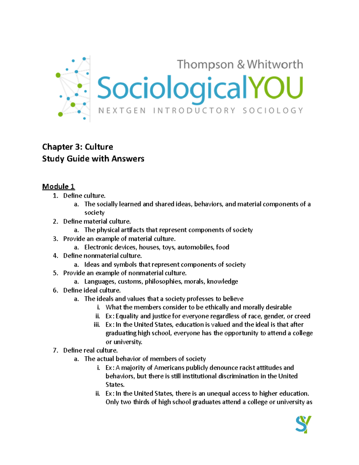 Chapter 3 Study Guide: Culture Concepts and Definitions - Studocu