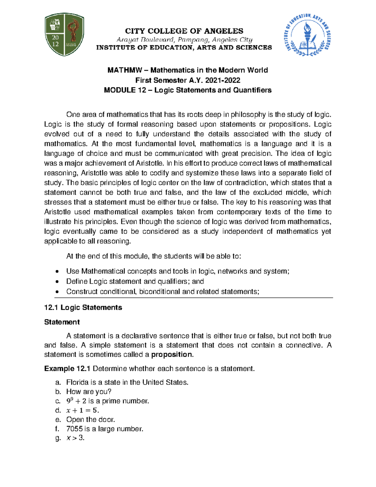 12.-Logic-Statements-and-Quantifiers - MATHMW – Mathematics in the Modern World First Semester A ...
