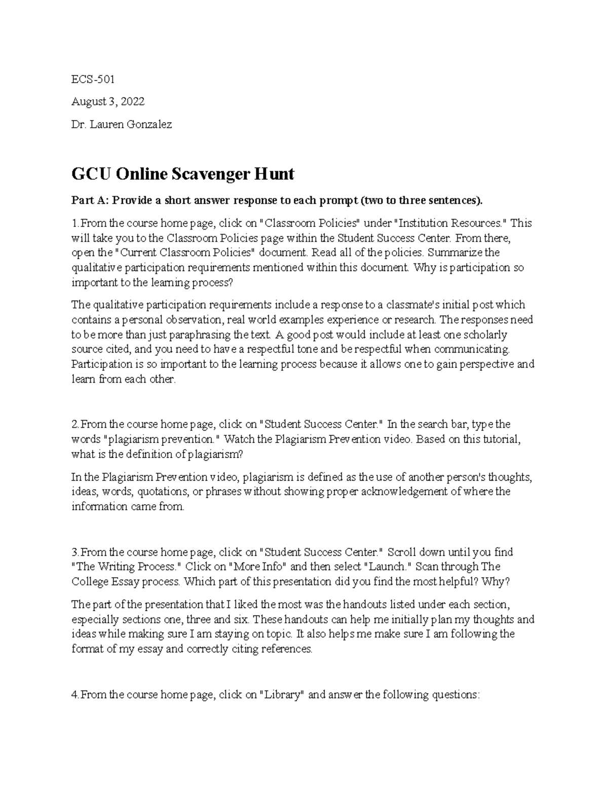 ECS-550 Scavenger Hunt Coursework Insights and Reflections - Studocu