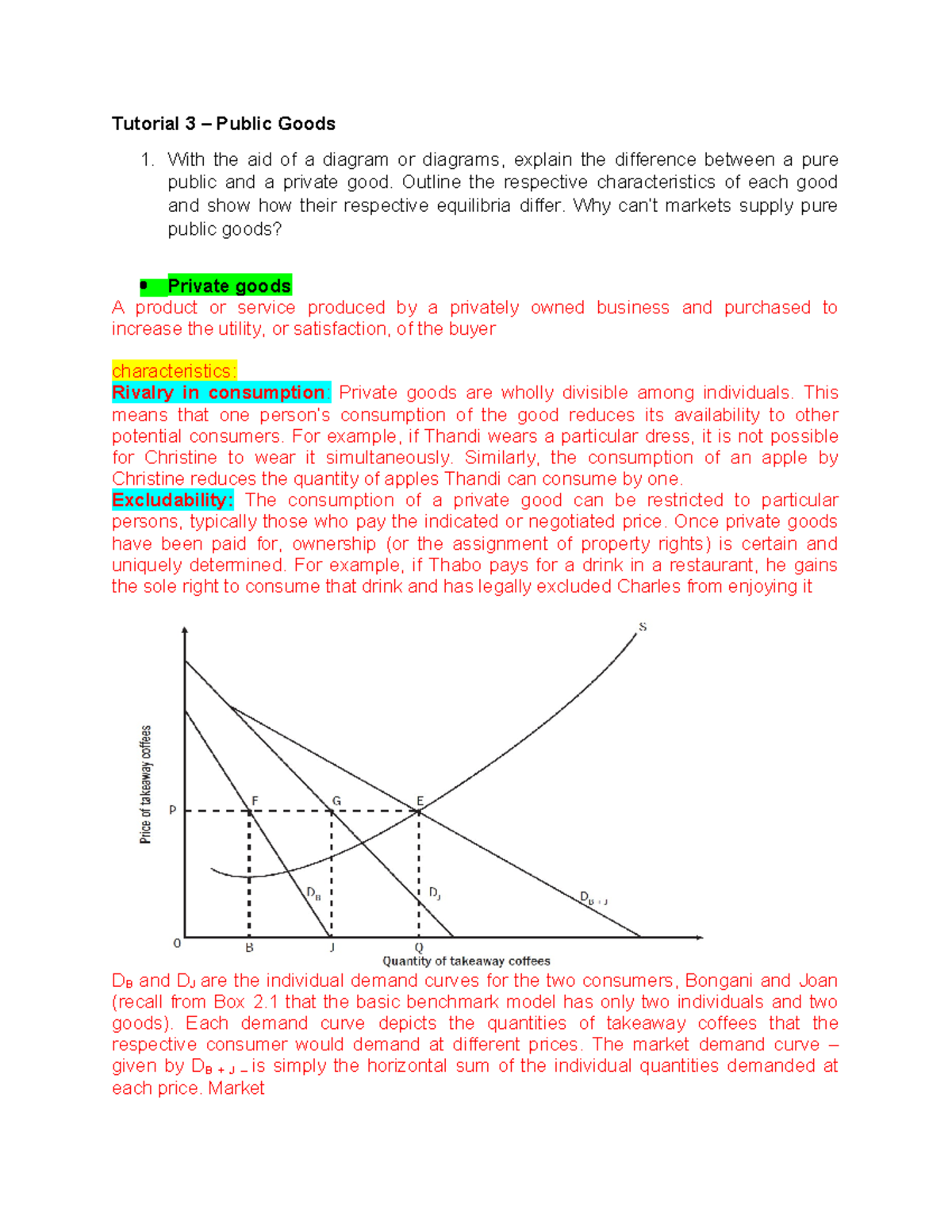 Tutorial 3: Understanding Pure Public Goods vs. Private Goods - Studocu