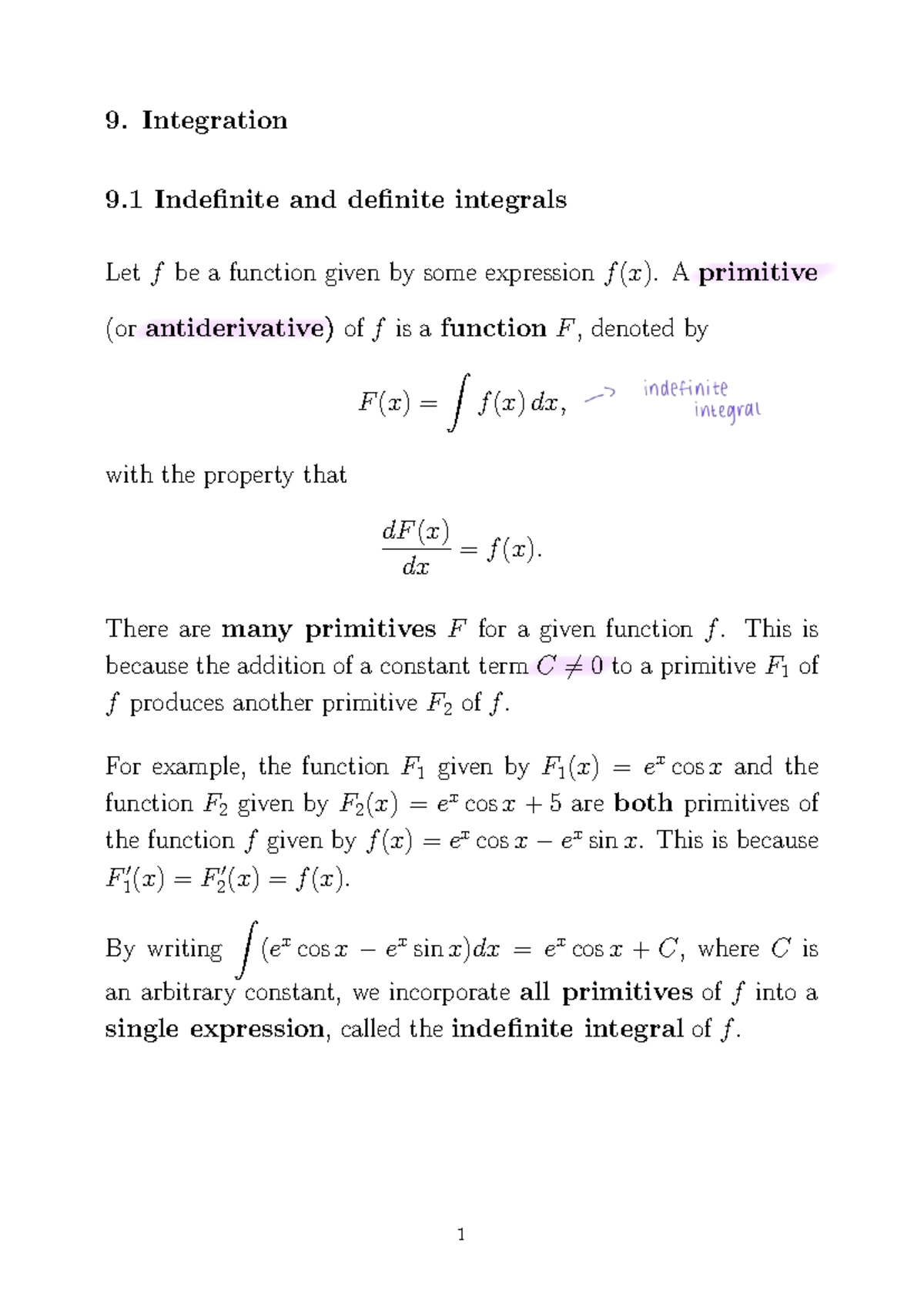 Week 9 - Integration: Indefinite and Definite Integrals Explained - Studocu