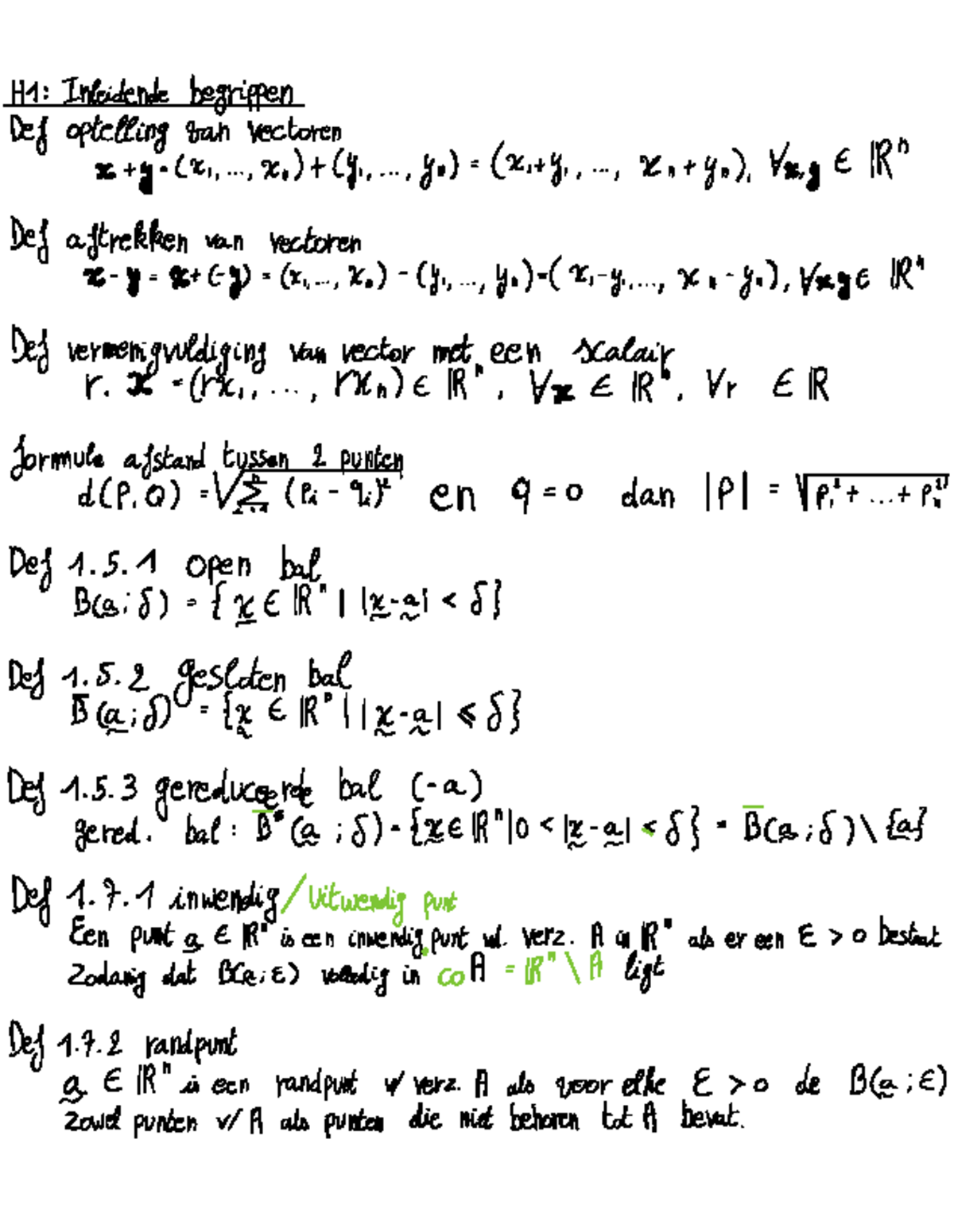 H1-H3 Bewijzen en Definities in Vector- en Functietheorie (Wiskunde ...