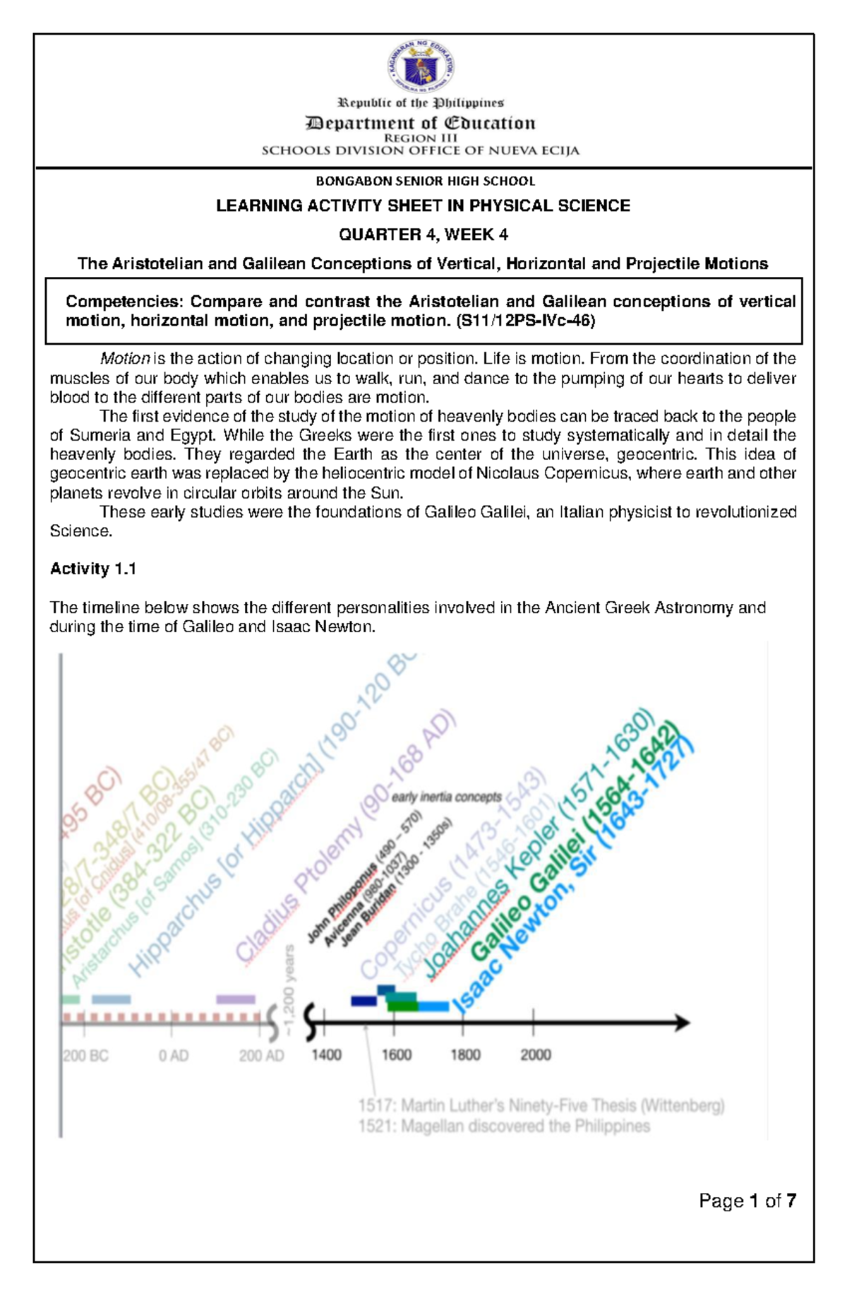 LAS Physical Science WEEK4-no-answer-key - LEARNING ACTIVITY SHEET IN ...