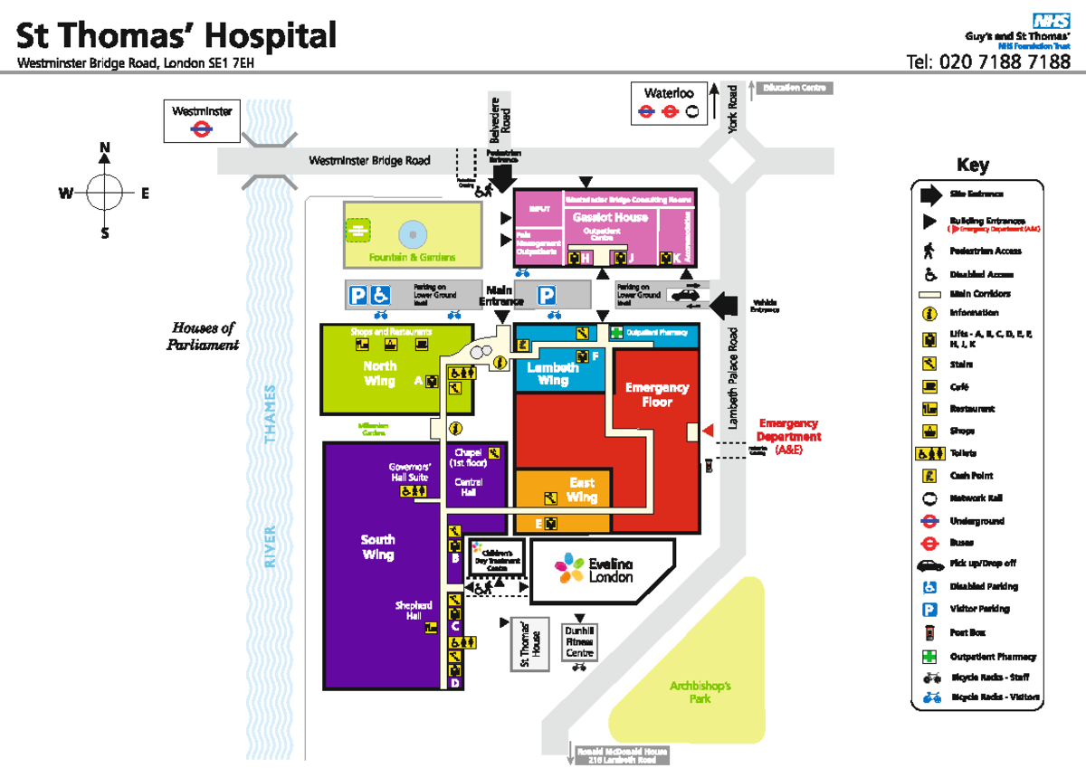 St Thomas' Hospital Map Guide: Key Locations & Access Points - Studocu