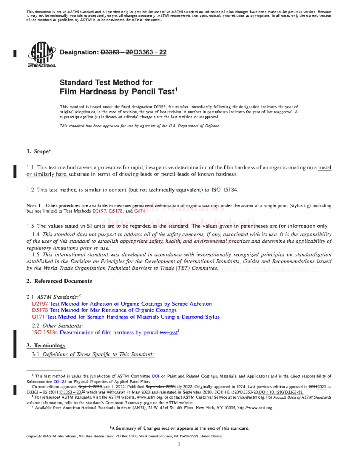 ASTM D3363-22 Standard Test Method for Film Hardness Pencil Test - Studocu