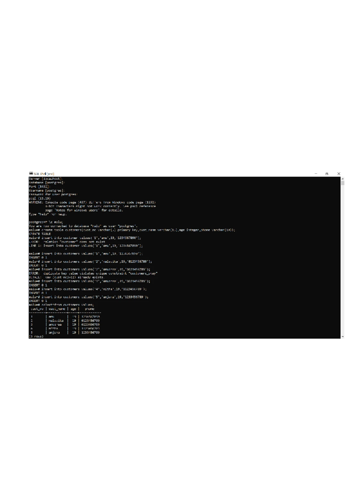 SQL Shell (psql) Practical Guide: Database Setup & Table Creation - Studocu