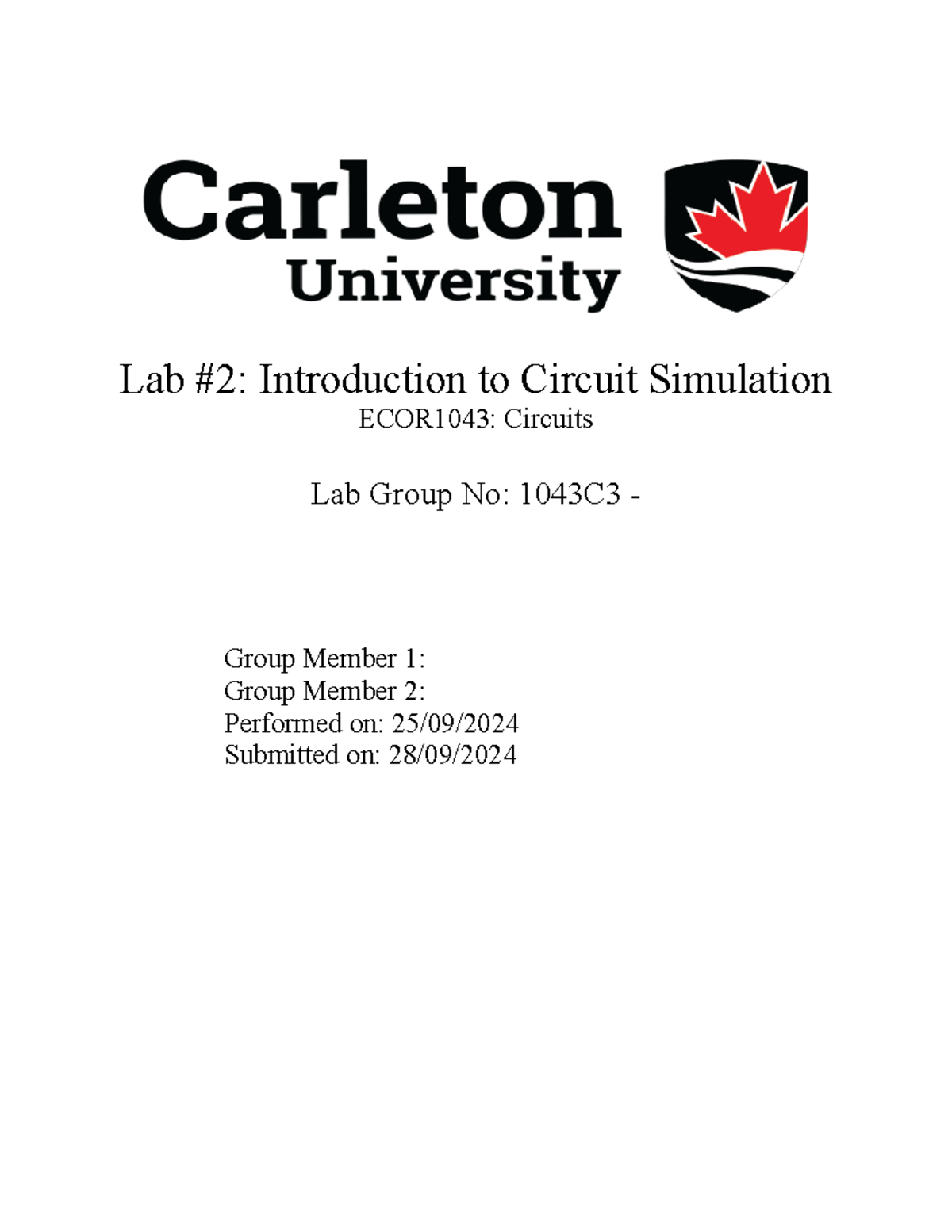 Lab 2 - Introduction to Circuit Simulation - Lab #2: Introduction to ...