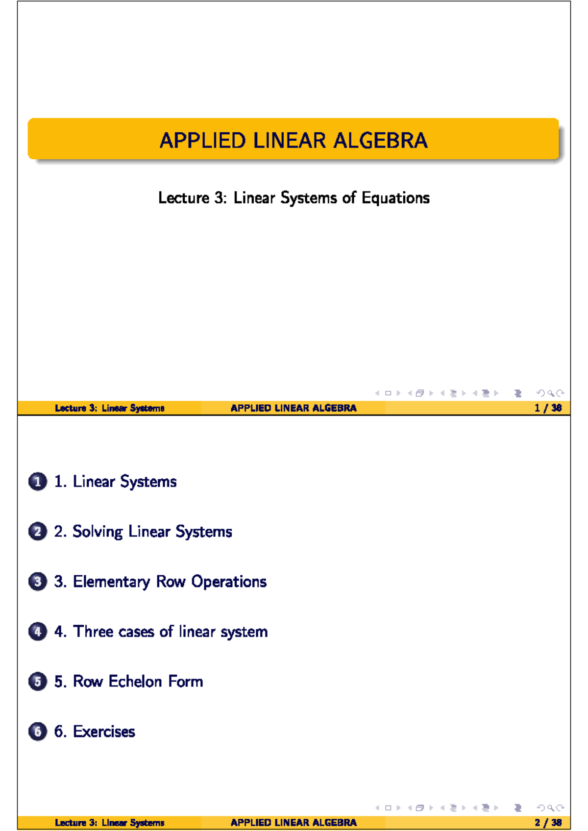 APPLIED LINEAR ALGEBRA Lecture 3: Linear Systems of Equations - Studocu