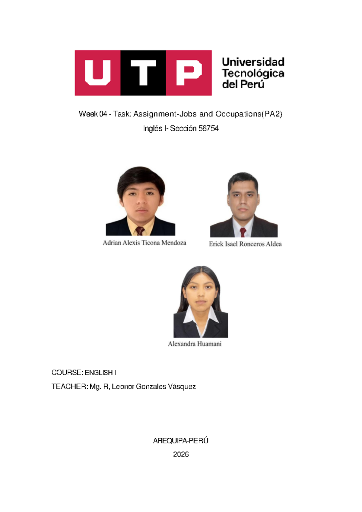 Week 04 - Assignment on Jobs and Occupations (PA2) - Inglés I - Studocu