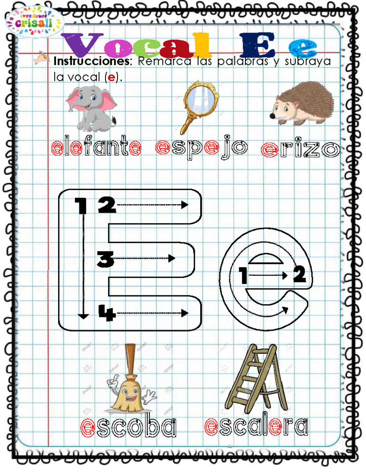 Ejercicios de la Vocal E e - Actividades y Prácticas - Studocu