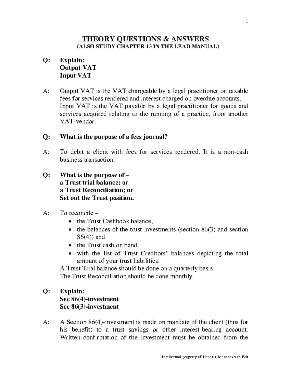 LPAM Theory Q&A: VAT, Trust Accounts, and Legal Practice Concepts - Studocu