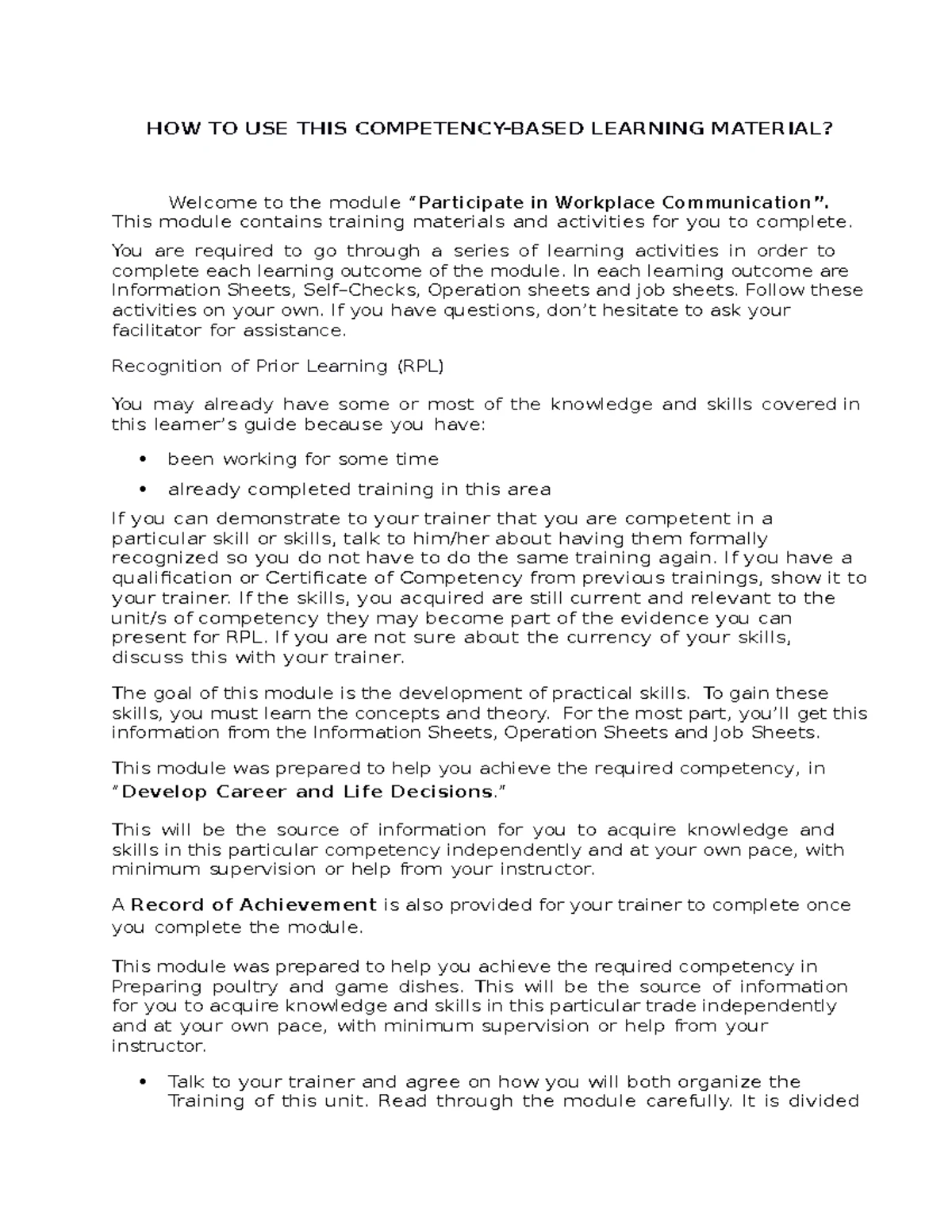 CBLM Basic Competency - TESDA CBLM - HOW TO USE THIS COMPETENCY-BASED ...