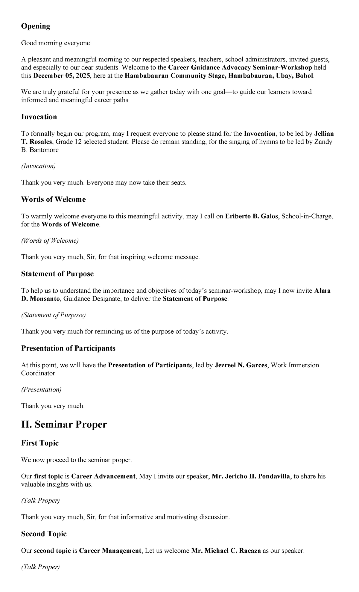 Career Guidance Advocacy Script - Notes - Studocu