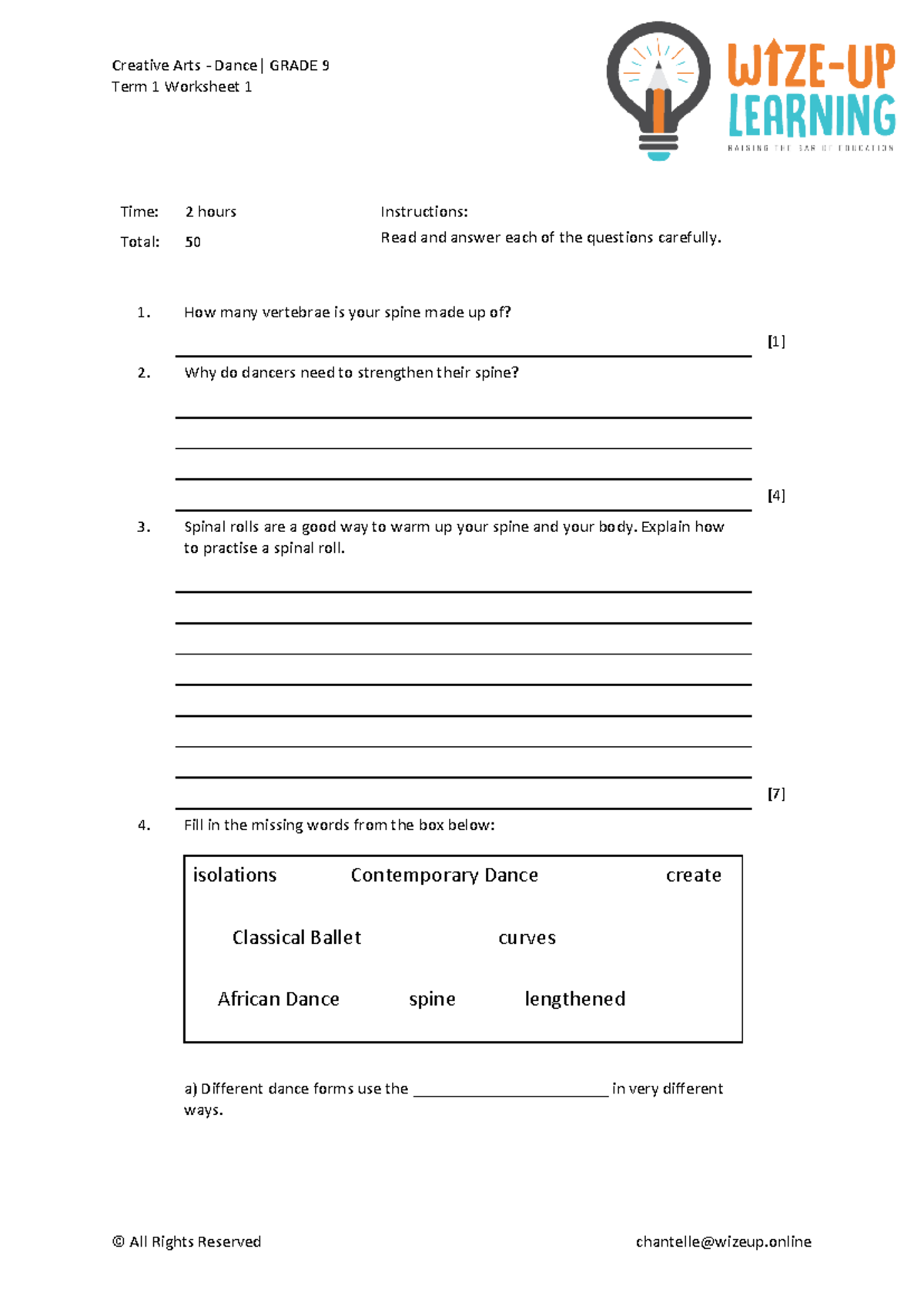 Grade-9-Creative-Arts-Dance-Worksheet-Term-1-Worksheet-1 - Term 1 ...