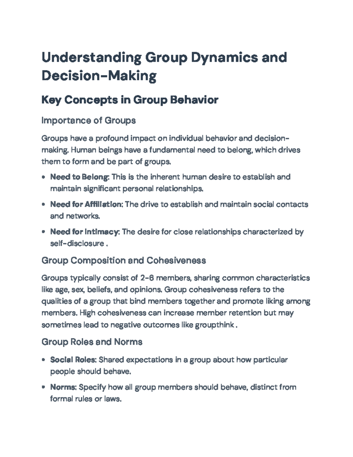 Understanding Group Dynamics and Decision-Making: Key Concepts ...