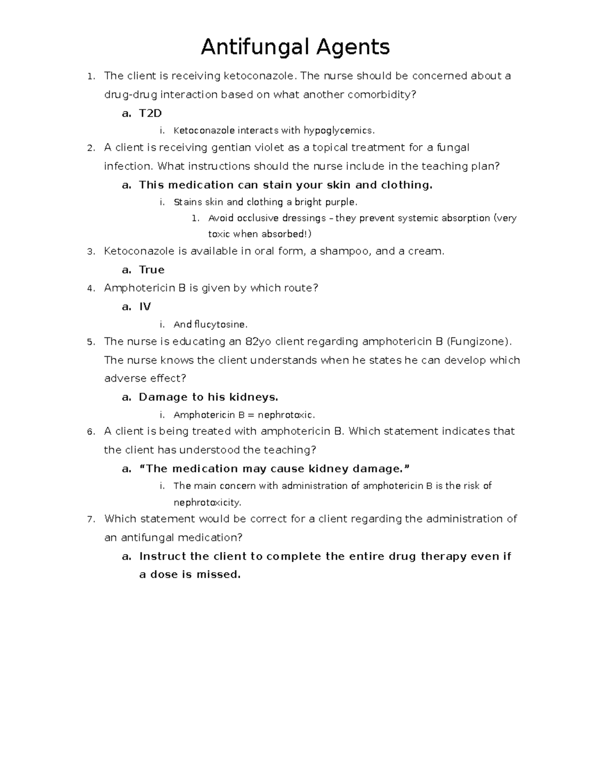 Antifungal Agents: Questions, Answers, and Rationales for Pharmacology ...
