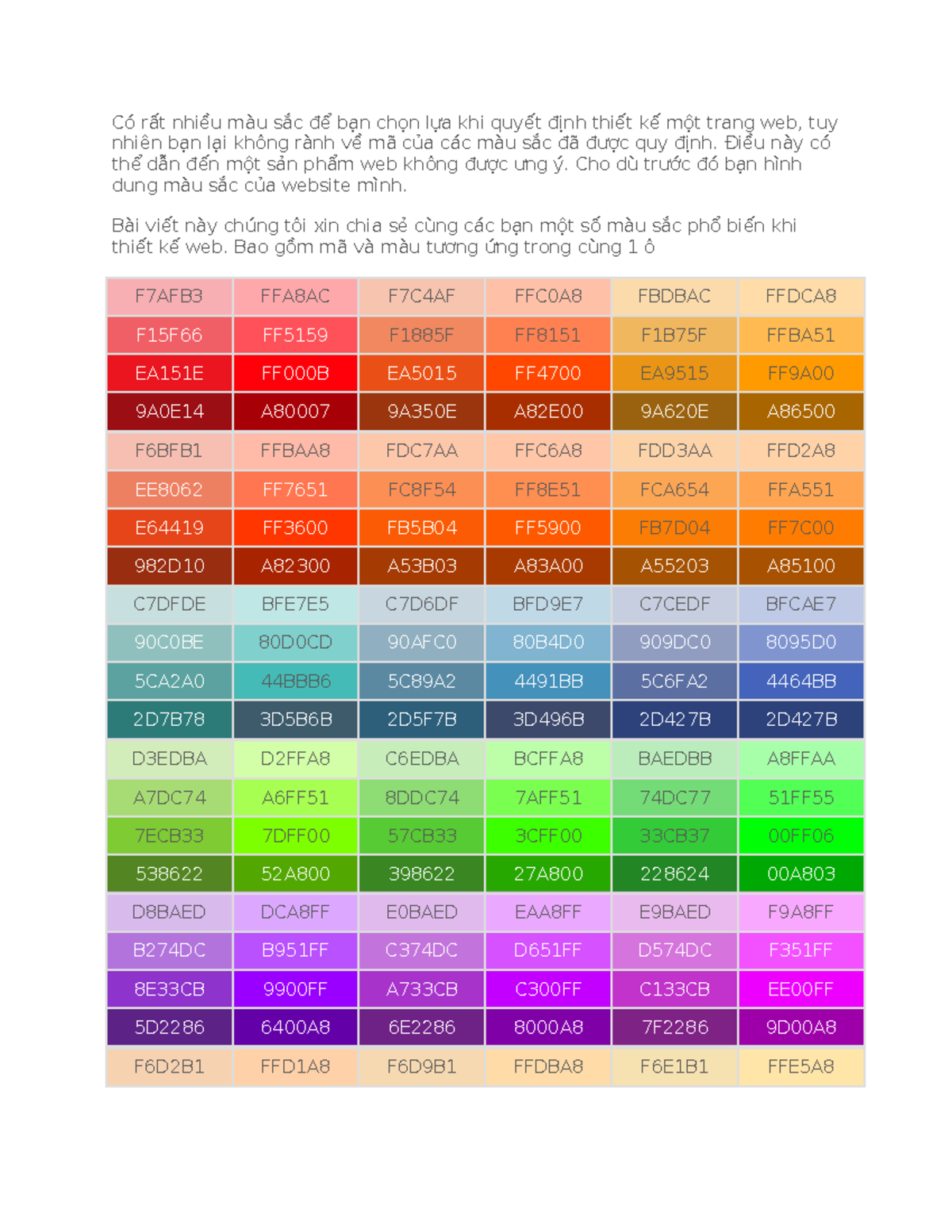 Bang mau dep - Bảng màu đẹp - Có rất nhiều màu sắc để bạn chọn lựa khi ...