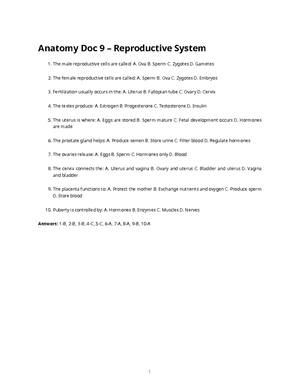 Anatomy Doc 9: Reproductive System Study Guide - Studocu