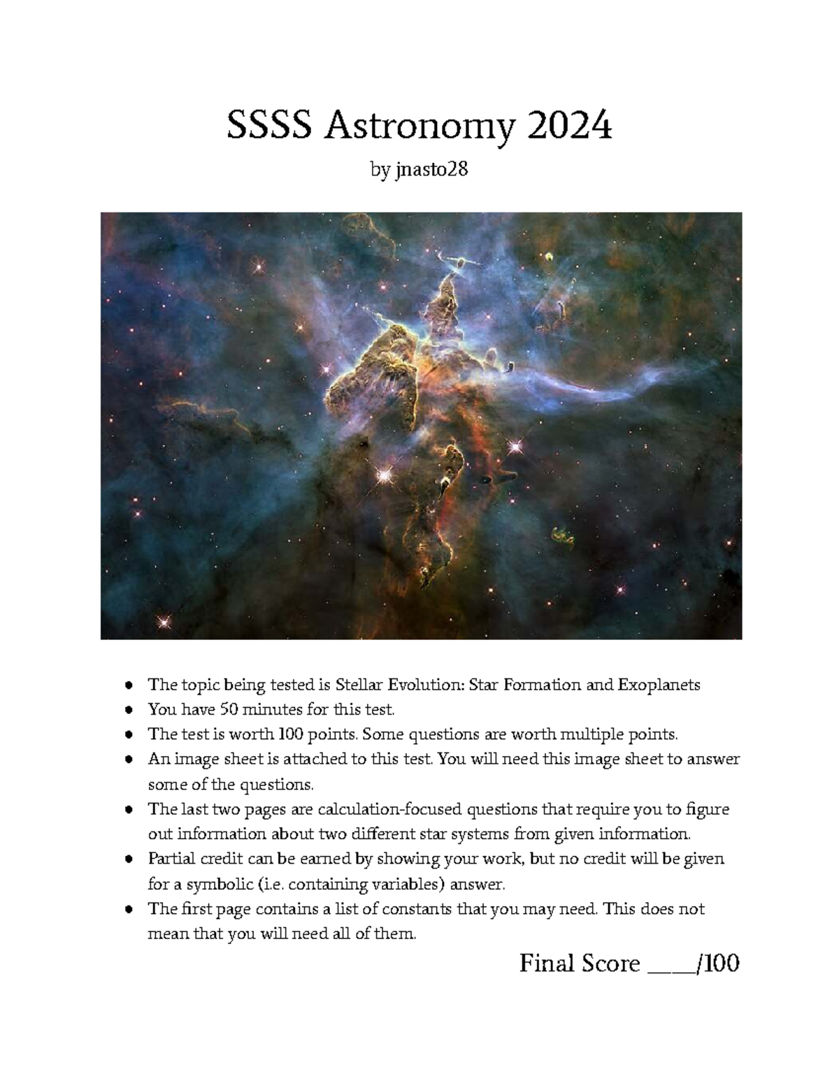 Astronomy 2024: Stellar Evolution & Exoplanets Test Notes - Studocu