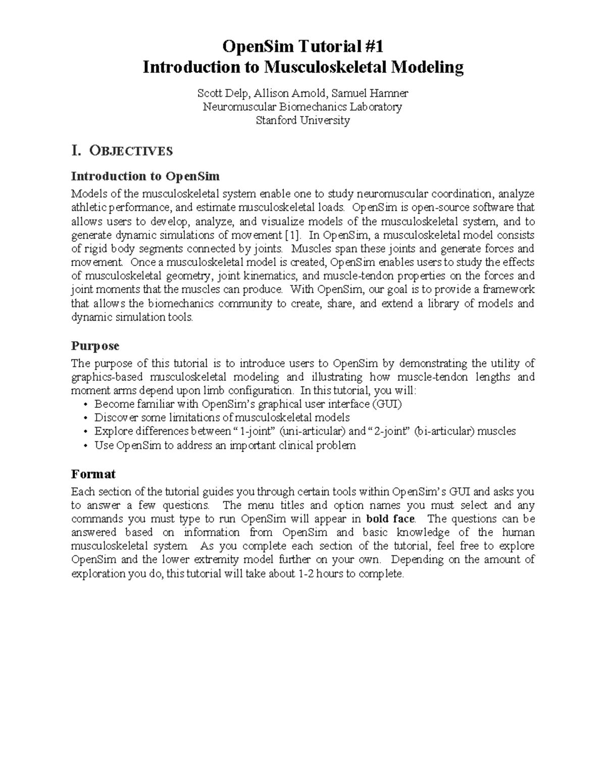 OpenSim Tutorial 1: Intro to Musculoskeletal Modeling (30 & 31) - Studocu