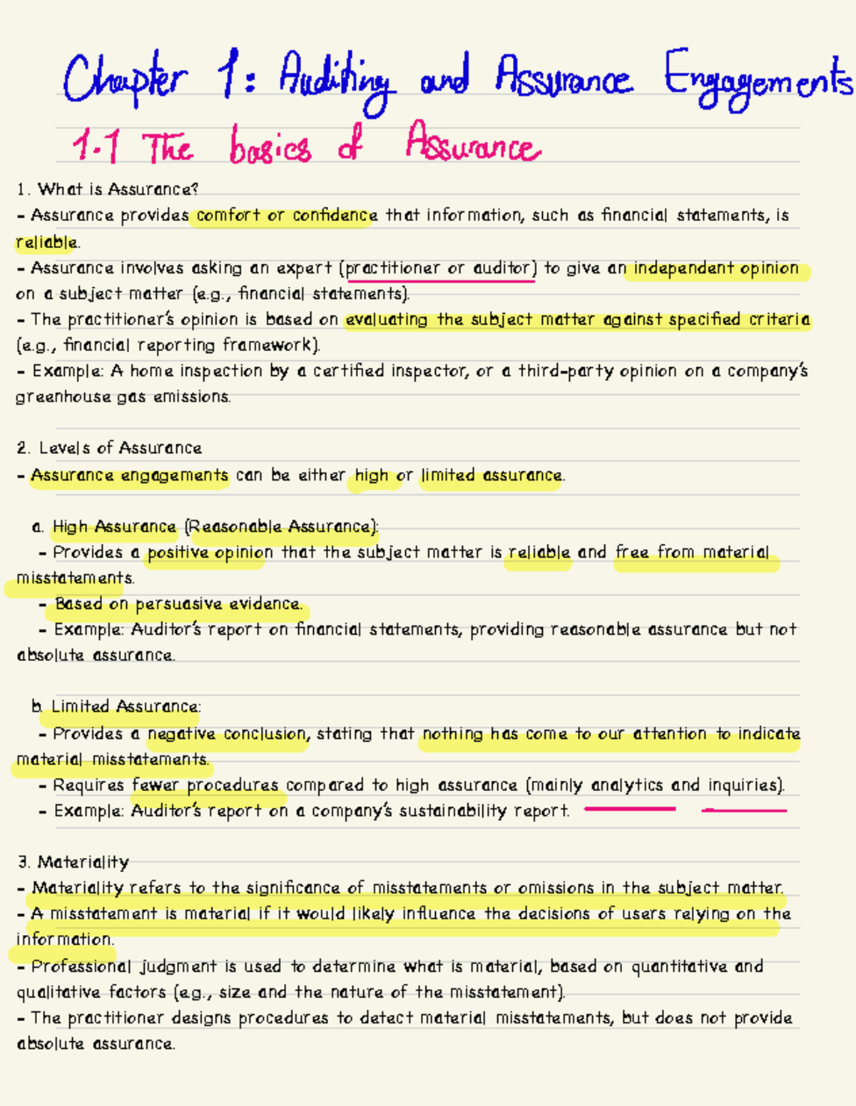 Chapter 1: Auditing & Assurance Engagements - Key Concepts & Principles ...