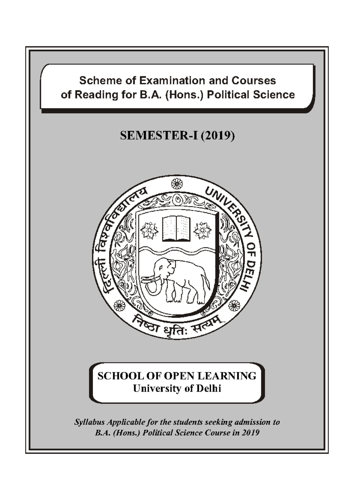 B.A. (Hons.) Political Science: Environmental Studies Syllabus (2019 ...