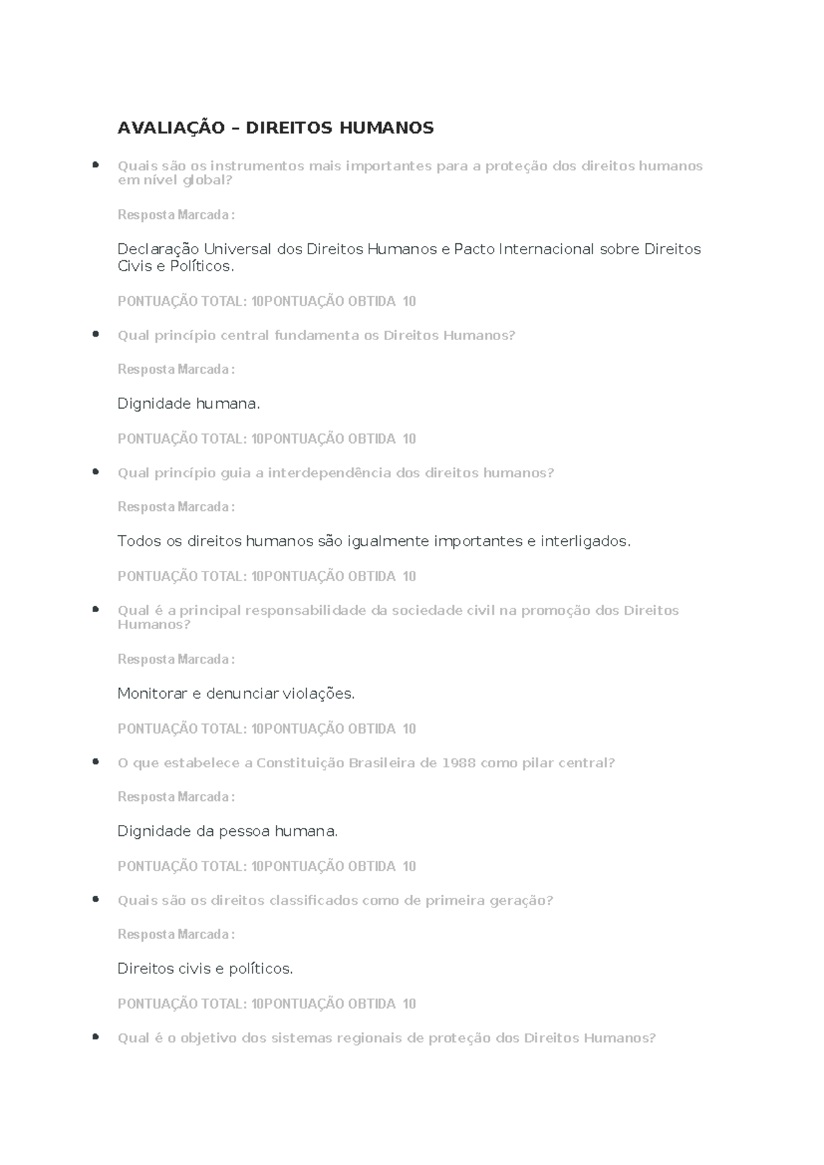 Avaliação de Direitos Humanos - Faculeste - Studocu