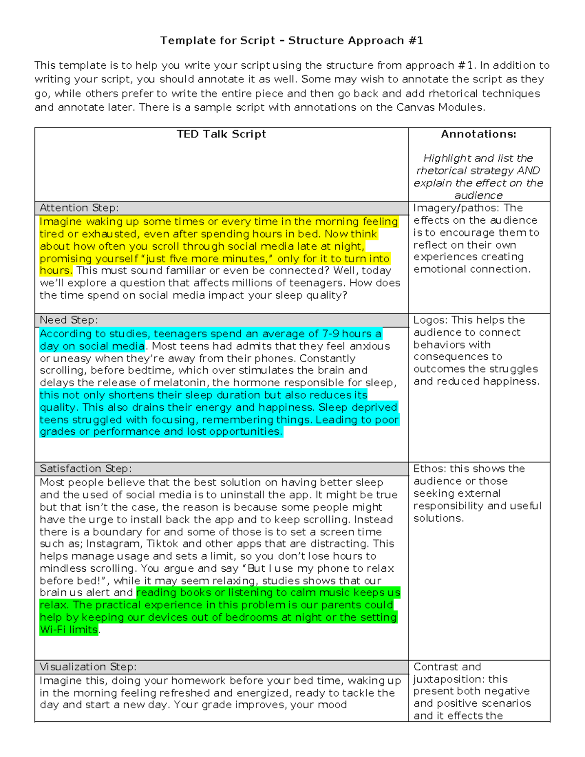 TED Talk Script Template: Structure & Annotations Guide - Studocu