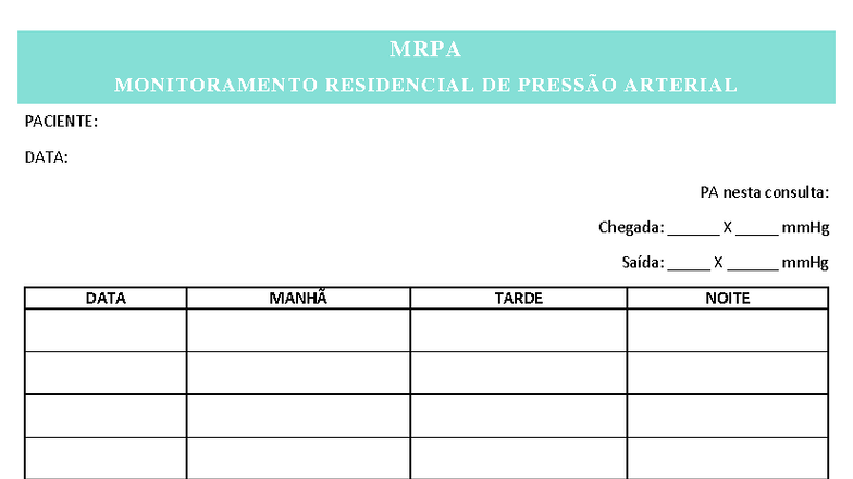 Modelo MRPA - Monitoramento Residencial de Pressão Arterial - Studocu