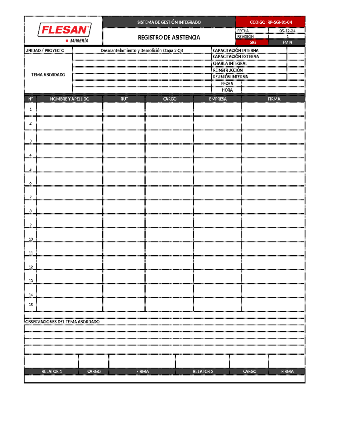 RP-SGI -01-4 Registro de Capacitación - SISTEMA DE GESTIÓN INTEGRADO ...