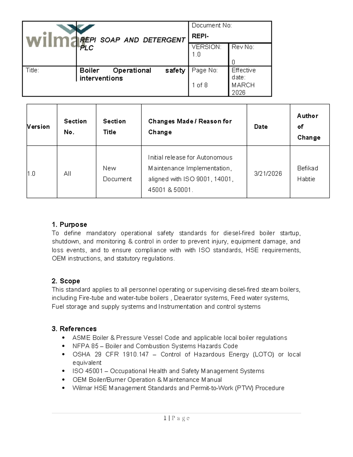 Boiler Operational Safety Interventions (REPI PLC 1.0) - Studocu