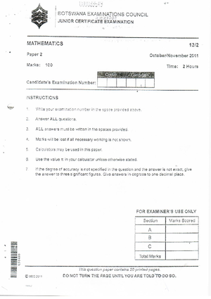 Maths JCE 2018 Paper 2 - Revision - introductory to mathematics - Studocu