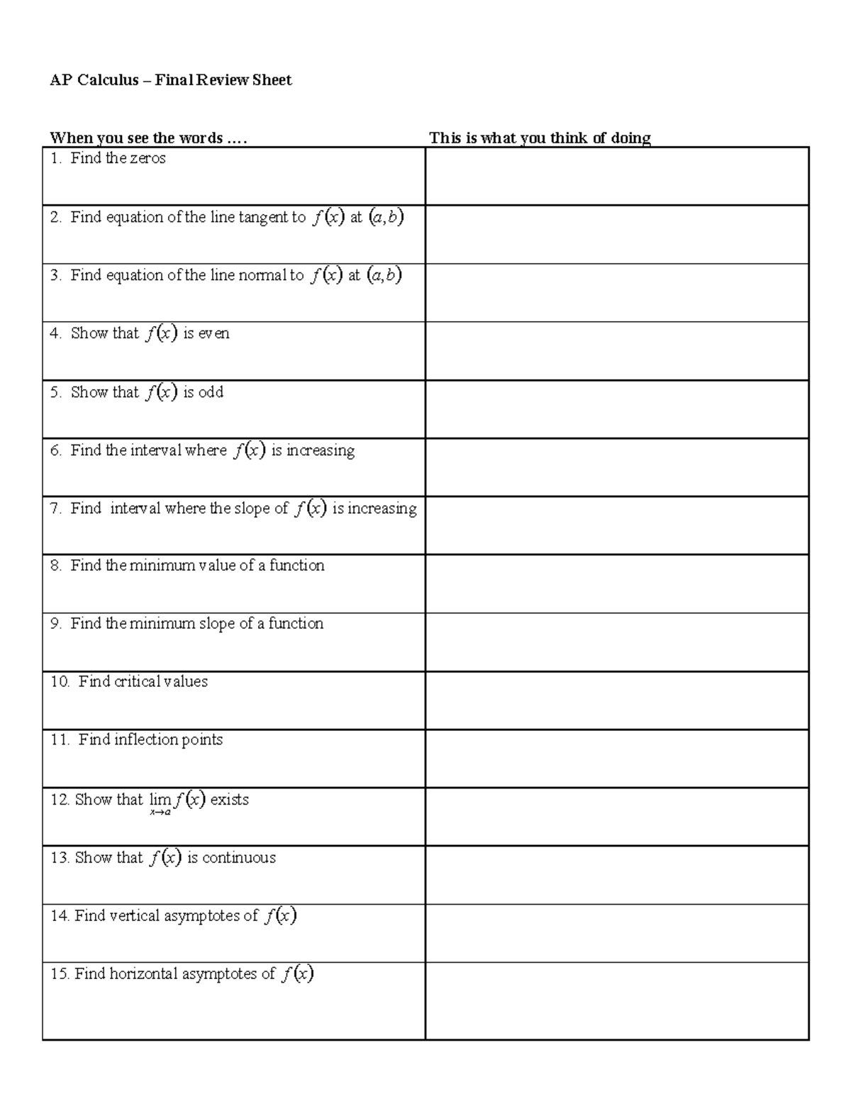 AP Calculus BC Final Exam Review Guide - Studocu