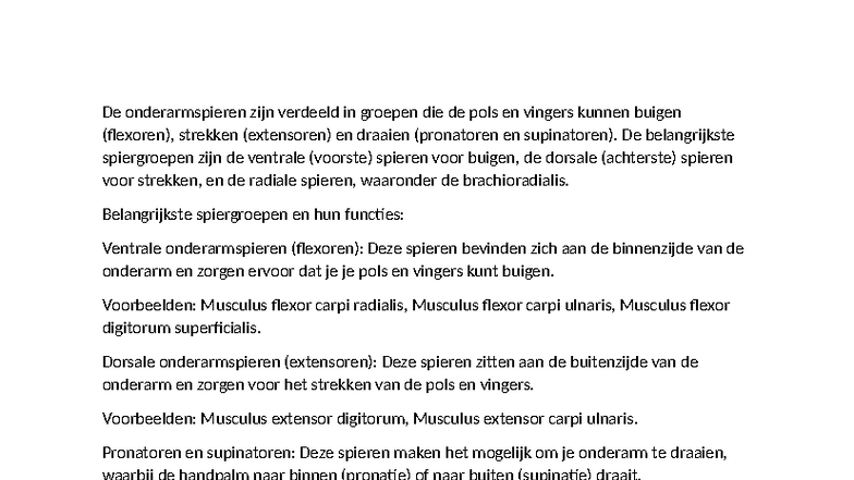 Onderarmspieren en hun functies: Flexoren, Extensoren, Pronatoren ...