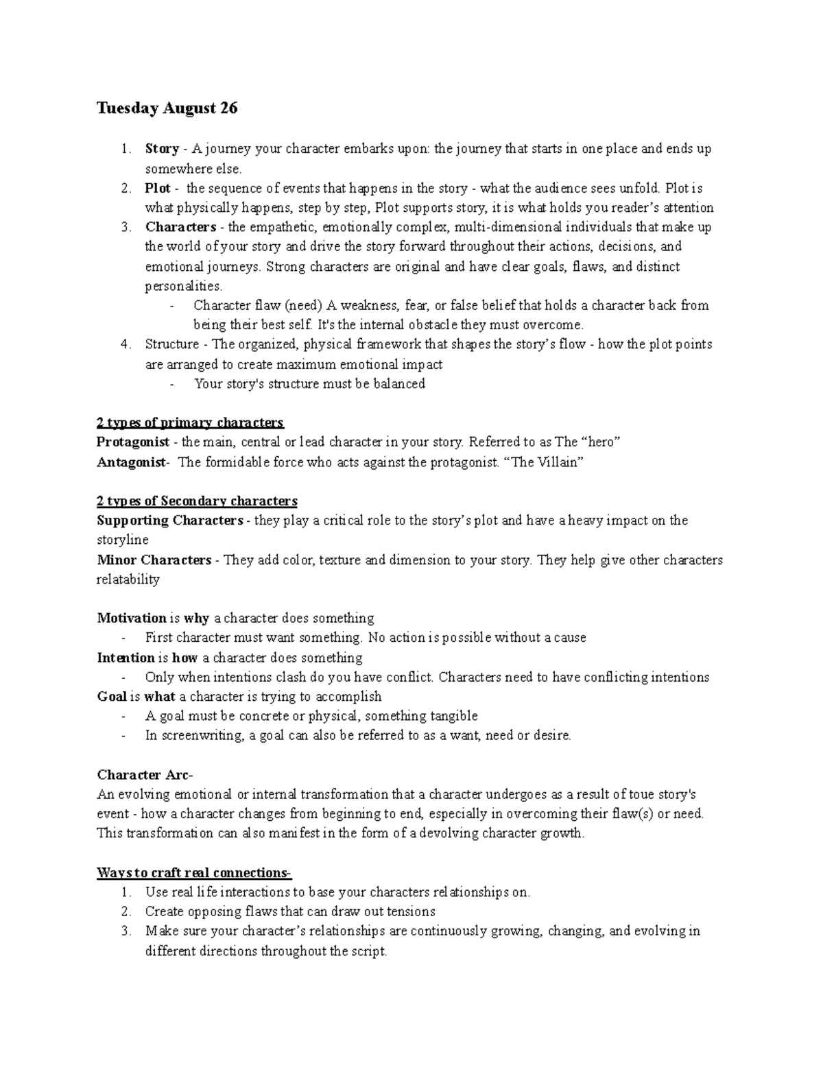 Screenwriting Class Notes: Key Concepts & Techniques (Course Code: RKU ...
