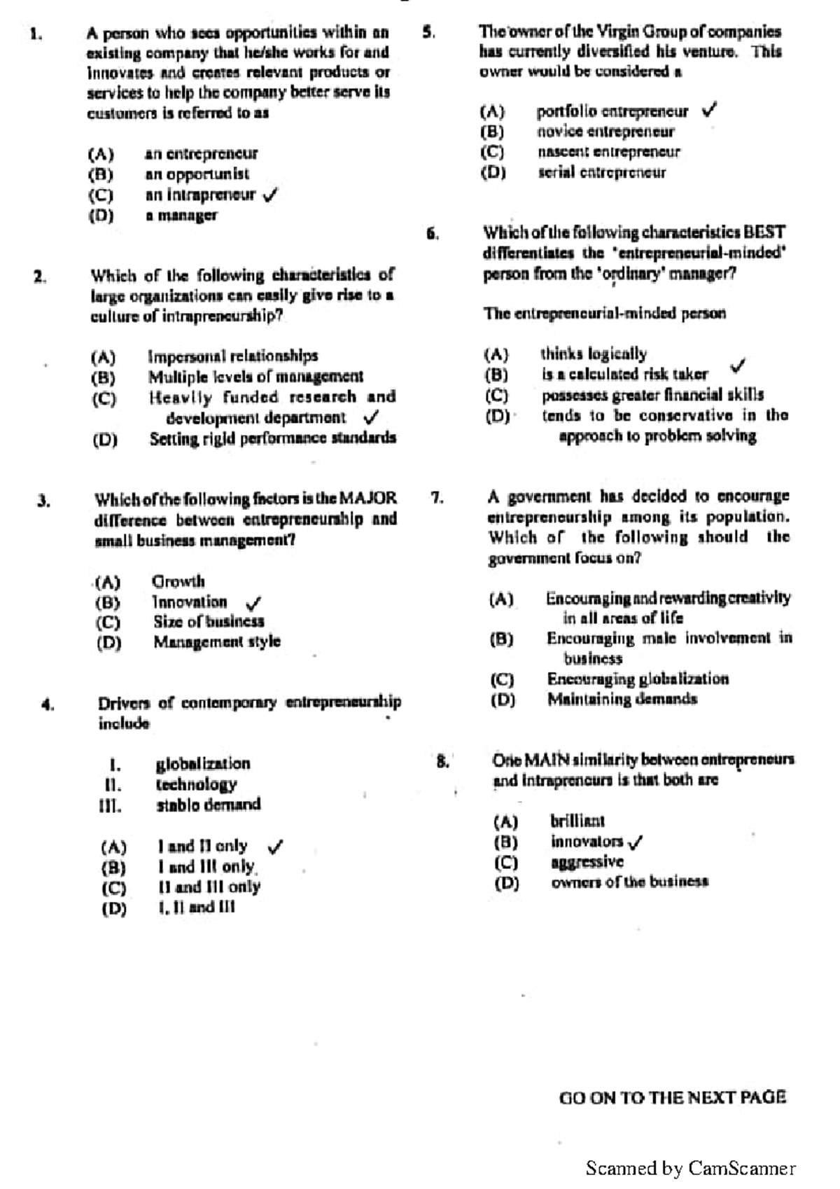CAPE Entrepreneurship Unit 1, Paper 1 Study Guide 2016 - Studocu