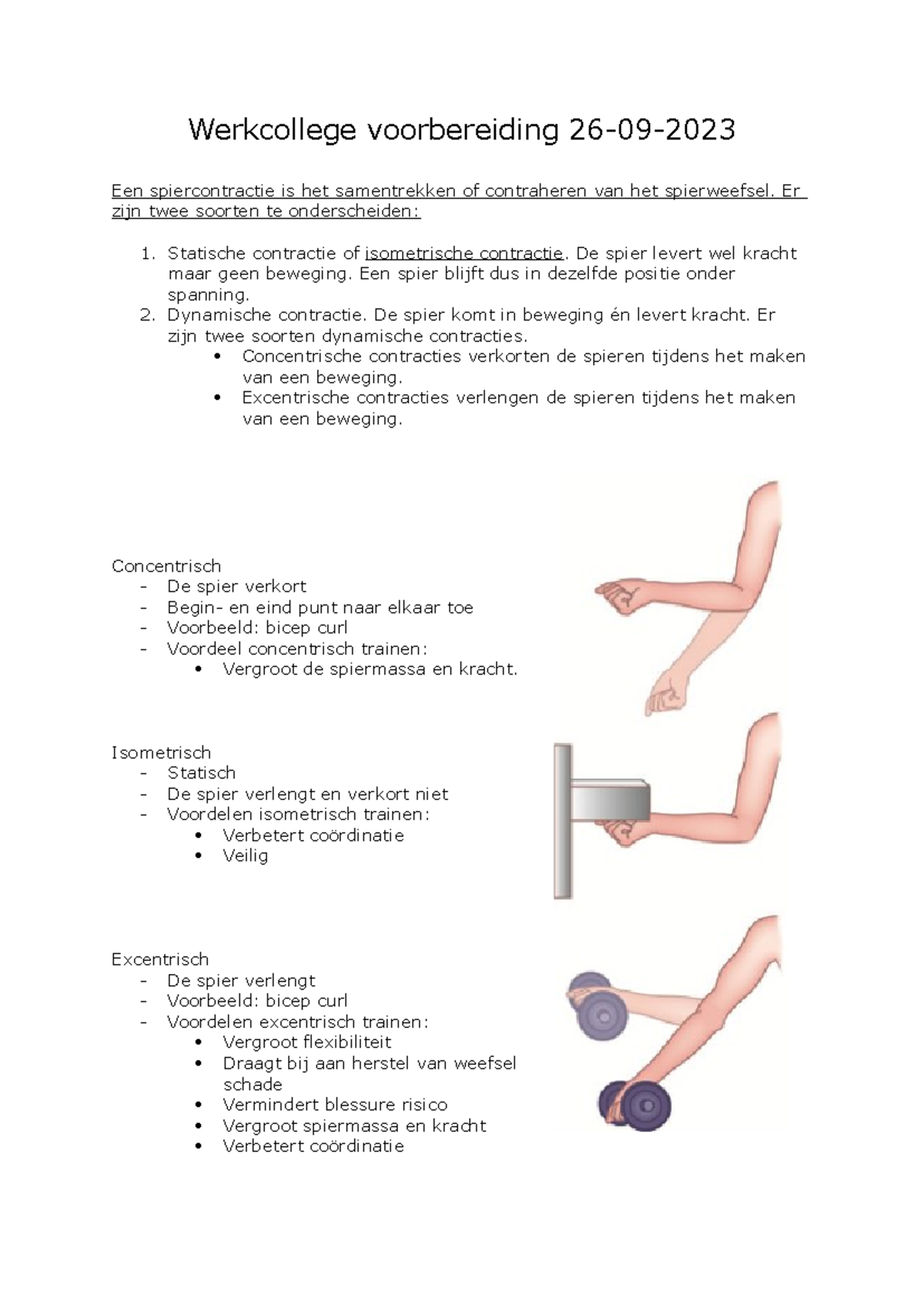 Werkcollege Voorbereiding: Spiercontracties en Trainingsmethoden ...
